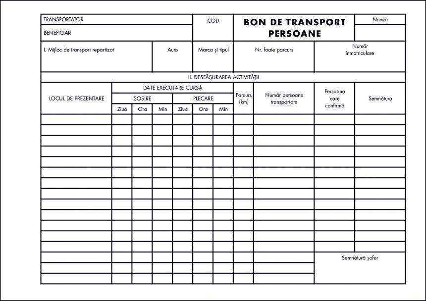 Bon transport, A5, imprimat tipizat, Darcom – DarcomShop.ro