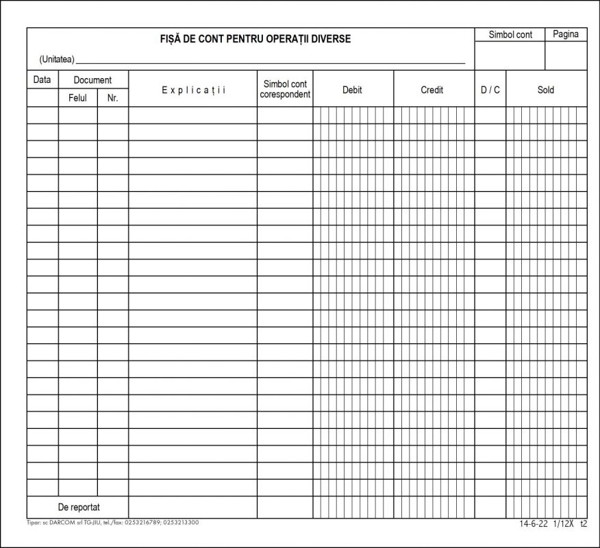 Fisa de cont pentru operatii diverse – DarcomShop.ro