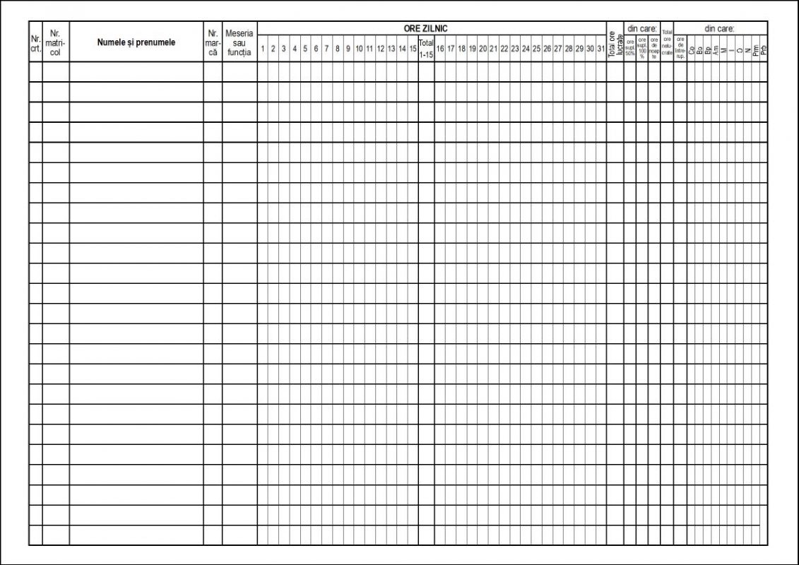 Foaie colectivă de prezență, A4, imprimat tipizat, Darcom – DarcomShop.ro